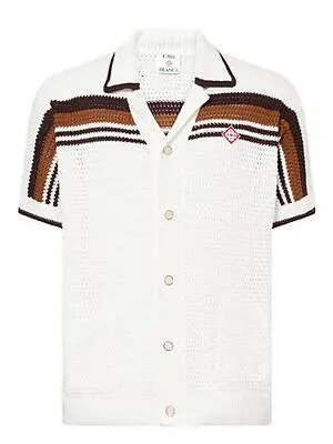 Casablanca Crochet Short-sleeve Cotton Shirt - Brown