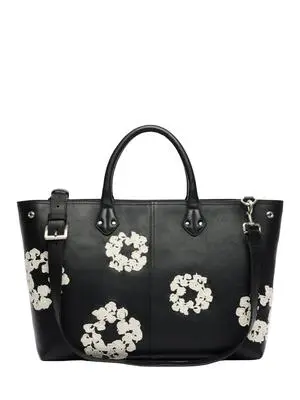DENIM TEARS Cotton Wreath Leather Bag - Black