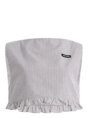 Miu Miu Miu Miu Checkered Cropped Cotton Top Print