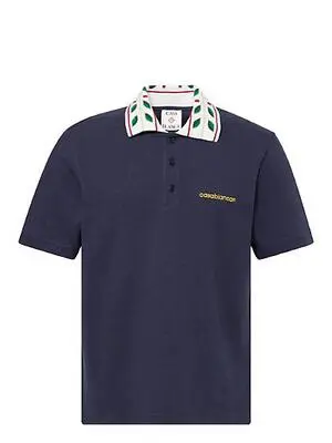 Casablanca Laurel Pique Cotton Polo T-shirt - Navy