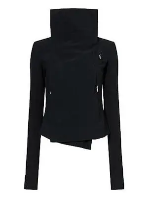 Rick Owens Rick Owens Asymmetrical Zip Long Sleeve Cady-Crepe Biker Jacket Black