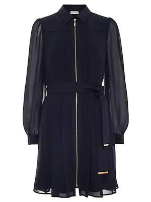 PHASE EIGHT Belted Woven Mini Dress - Navy