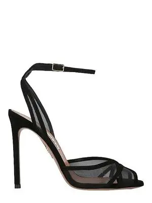 AQUAZZURA Shear 105 Suede Heeled Sandals - Black