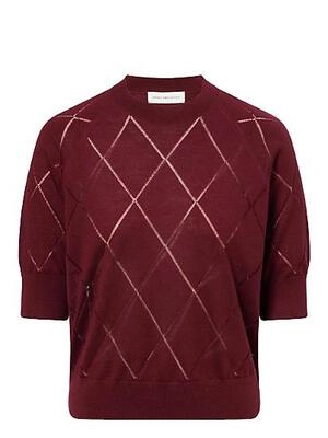 Dries Van Noten Short Sleeve Textured Wool Jumper - Wine