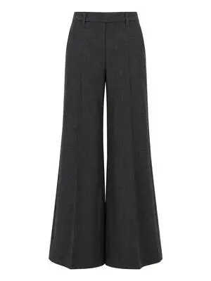 Brunello Cucinelli Wide-leg Wool & Cashmere Trousers - Grey