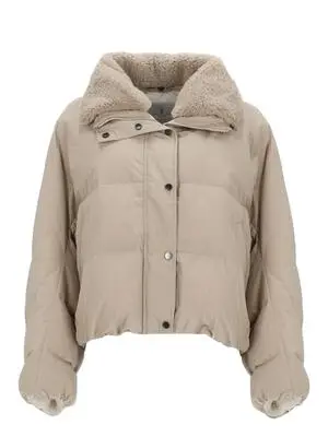 Brunello Cucinelli Techno Cotton Taffeta Puffer Jacket - Beige