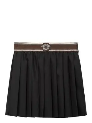 Versace Medusa Motif Wool-mohair Pleated Skirt - Nero