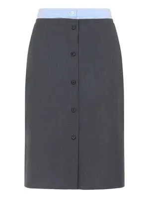 Prada Wool Midi Skirt - Blue