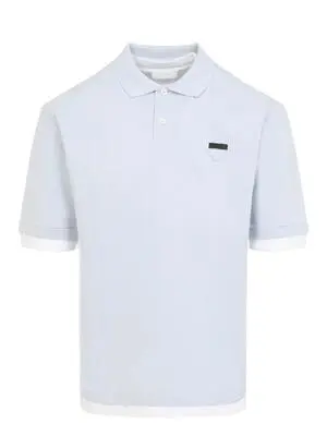 Prada Printada Cotton Polo Shirt For - Blue