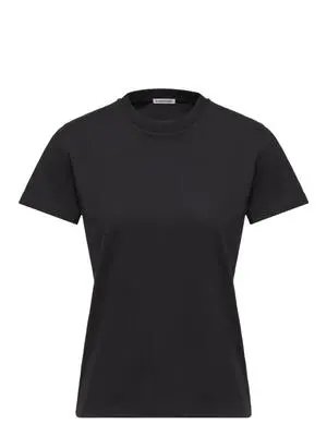 Moncler Ribbed Cotton Jersey Crewneck T-shirt With Embroidered Logo - Nero