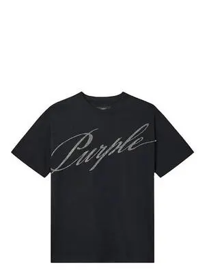 PURPLE BRAND Hwt Crystal Jersey Short Sleeve Tee Shirt - Black