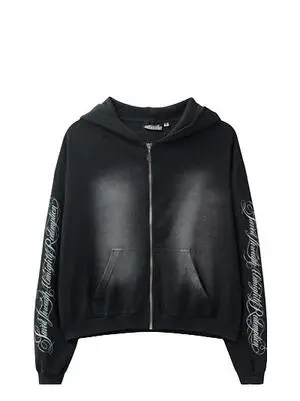 HELLSTAR Thermal Zip-up Hoodie With Graphic Detailing - Black