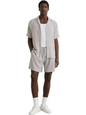 REISS Flint Textured Drawstring Shorts - Silver