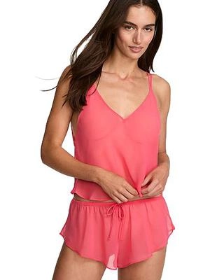 Victoria's Secret Sheer Chiffon Flutter Shorts - Red