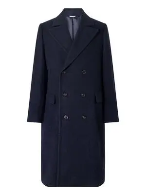 Boglioli Double-breasted Virgin Wool And Cashmere-blend Twill Coat - Navy