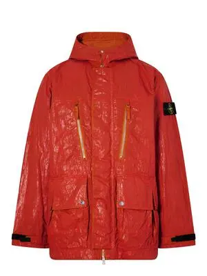 Stone Island Garment-dyed Recycled Crinkled-shell Jacket - Orange