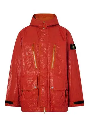 Stone Island Garment-dyed Recycled Crinkled-shell Jacket - Orange
