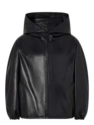 Balenciaga Hooded Leather Jacket - Black