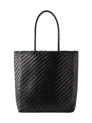 Dragon Diffusion Big" Woven Leather Tote Bag - Black