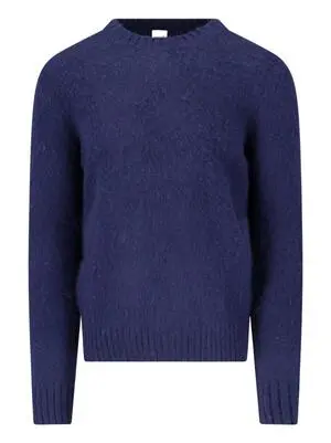 Aspesi Brushed Shetland Wool Crewneck Sweater - Blue