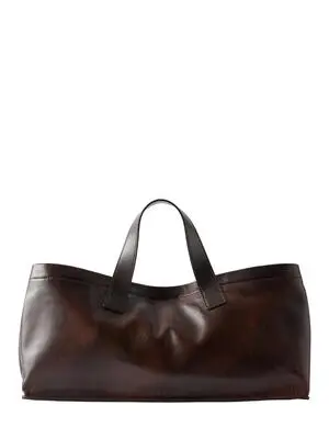 Staud Port Logo-debossed Leather Tote - Brown