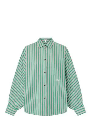 Loewe Striped Cotton-poplin Balloon Sleeve Shirt - Green