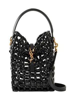 Saint Laurent Le 37 Mini Beaded Wood Shoulder Bag - Black