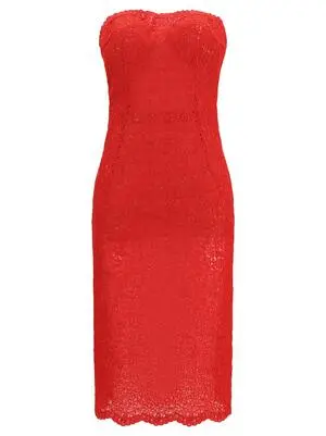 Ermanno Scervino Strapless Lace Midi Dress - Red