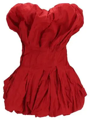Magda Butrym Strapless Taffeta Mini Dress With Balloon Hem - Red