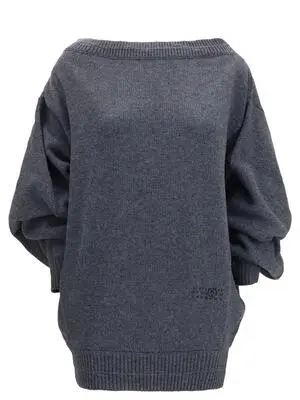 MAISON MARGIELA Wool-blend Mini Dress With Wide Sleeves - Grey