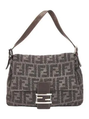 Fendi Zucca Mama Forever Baguette Shoulder Bag - Grey
