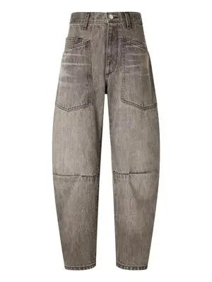 NILI LOTAN Nili Lotan Shon Mid-Rise Barrel-Leg Jeans Gray