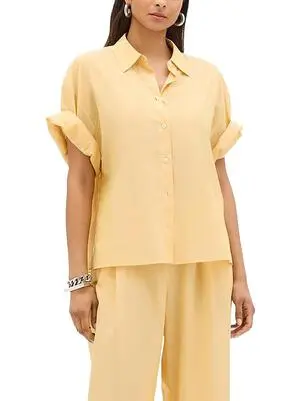 Another Tomorrow Voile Short Sleeve Shirt - Mimosa