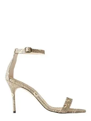 Manolo Blahnik Snake-effect Leather Stiletto Sandals - Light Gray
