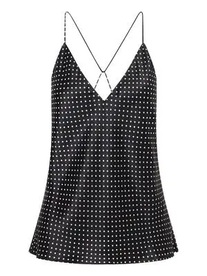NILI LOTAN Emile Polka-dot Silk-satin Camisole - Navy