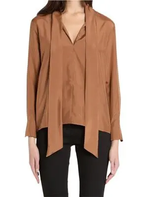 Marella V-neck Long Sleeve Cover-up With Tie Detail - Brown