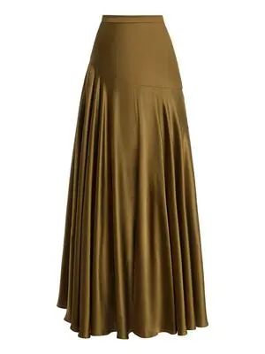 Adam Lippes Silk Charmeuse Skirt - Olive
