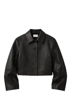 RÓHE Cropped Leather Jacket - Black