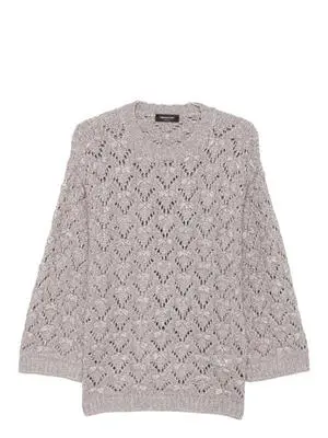 Fabiana Filippi Open-knit Pointelle Trim Sweater - Gray