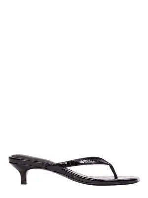 BLACK SUEDE STUDIO Kendal Croc Embossed Patent Leather Kitten Heel Mules - Black