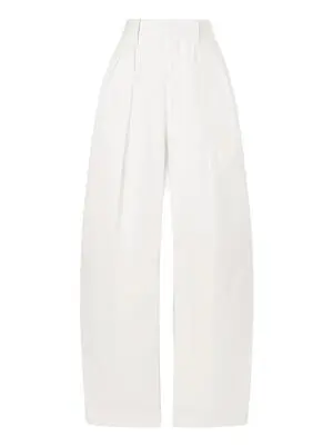 KALLMEYER Joel Pleated Cotton-poplin Wide-leg Pants - Neutrals
