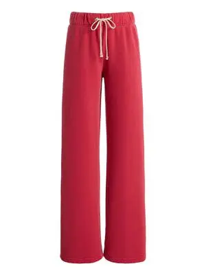 LES TIEN Cotton Drawstring Straight-leg Pants - Red