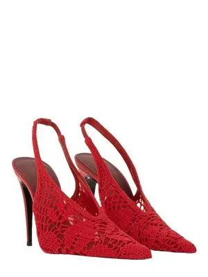 Magda Butrym Crochet Pointed Toe Slingback Pumps - Red
