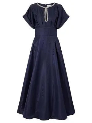 Rebecca Vallance Embellished Moire Gown - Navy