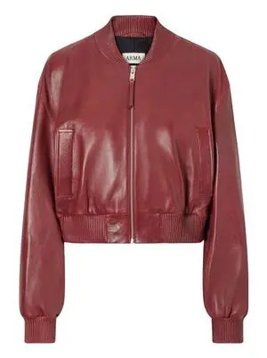 ARMA Hannan Leather Bomber Jacket - Red