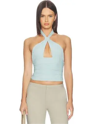 MIMCHIK Knotted Halter Top - Ice