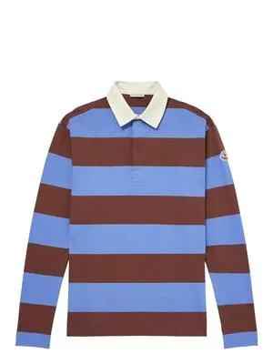 Moncler Logo-appliquéd Striped Cotton-jersey Polo Shirt - Blue