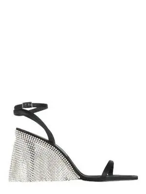 KATE CATE® Embellished Square Toe Stiletto Sandals - Black