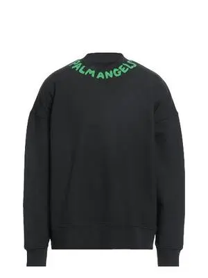 Palm Angels Cotton Sweatshirt With Mock Neck And Logo Print - Black