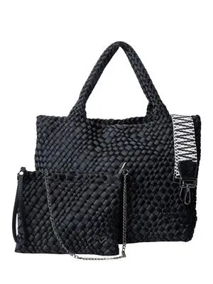 PRENELOVE London Large Woven Tote With Crossbody Pouch - Black